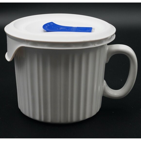 Corningware | Dining | Corningware French White Stoneware Soup Mug Vented Plastic Lid 2 Oz ...